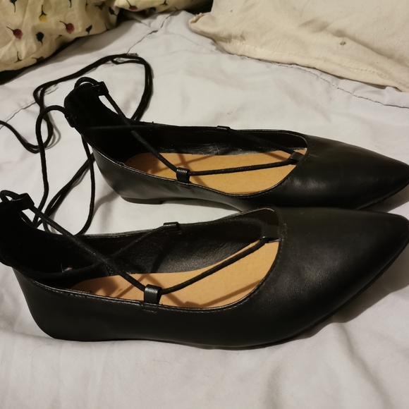 Brash | Shoes | Brash Lace Up Black Flats Ballerina Style Size 8 | Poshmark